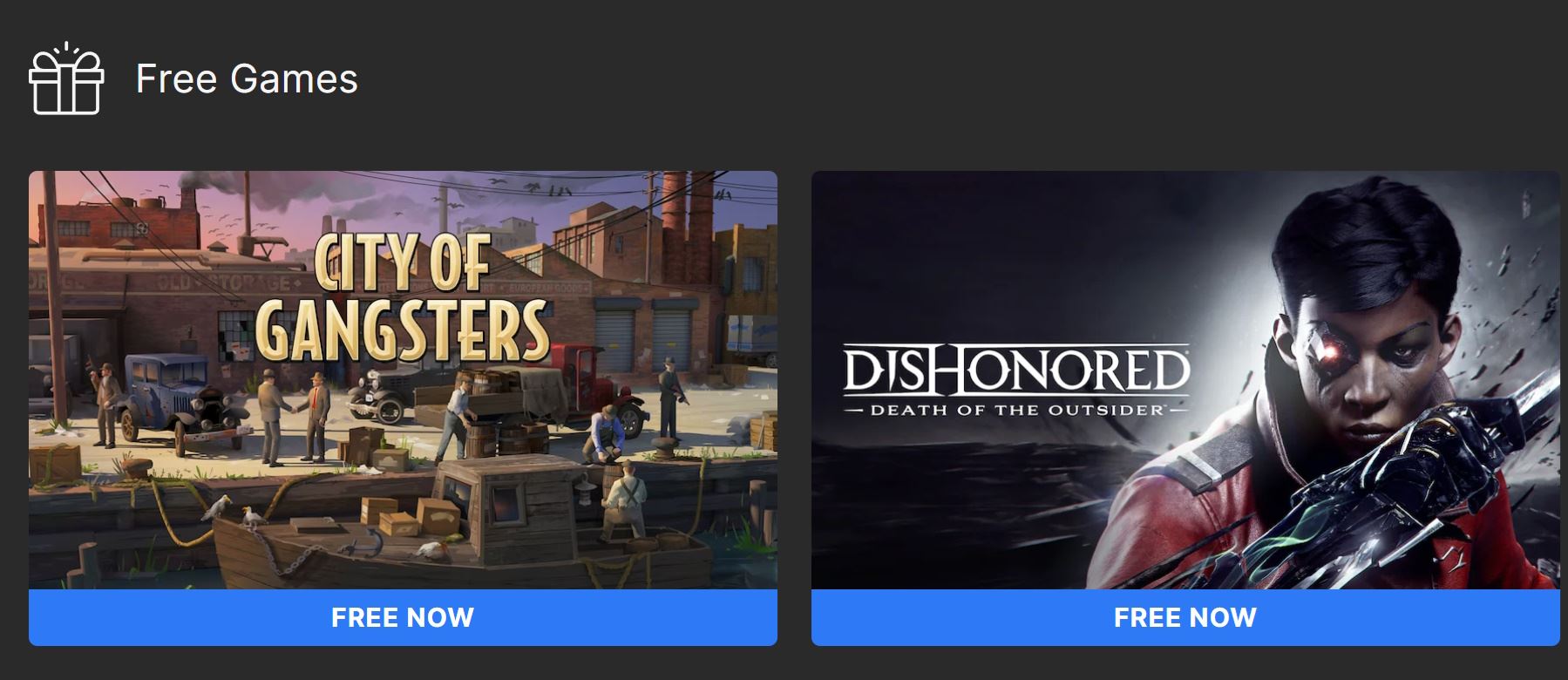 Získajte zadarmo hry City of Gangsters a Dishonored: Death of the ...